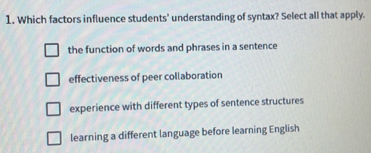 Solved: Which factors influence students’ understanding of syntax ...