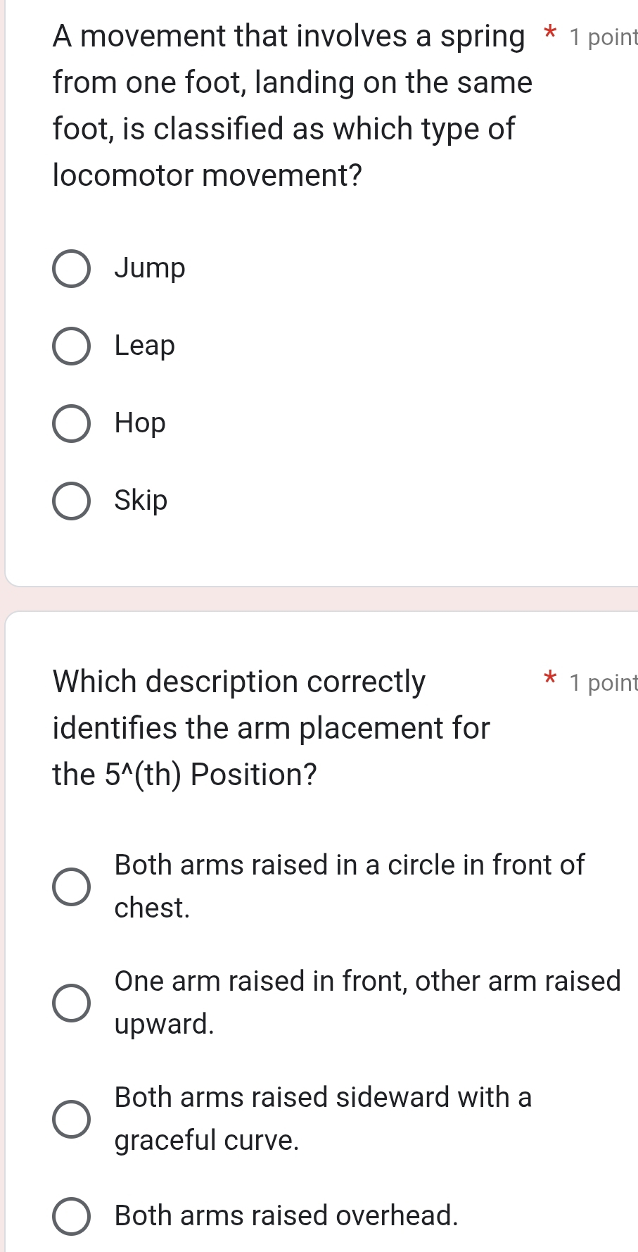 Solved: A movement that involves a spring * 1 point from one foot ...