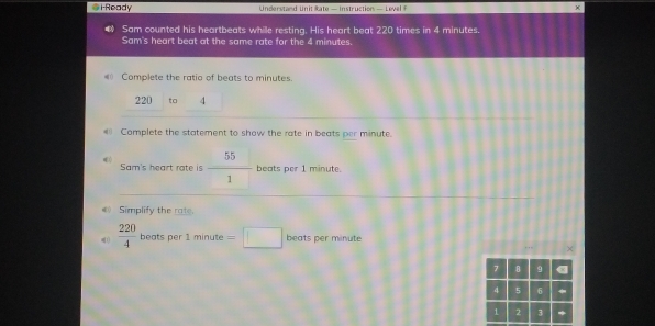 iReady Understand Unit Rate — Instruction — Level F Sam counted his ...