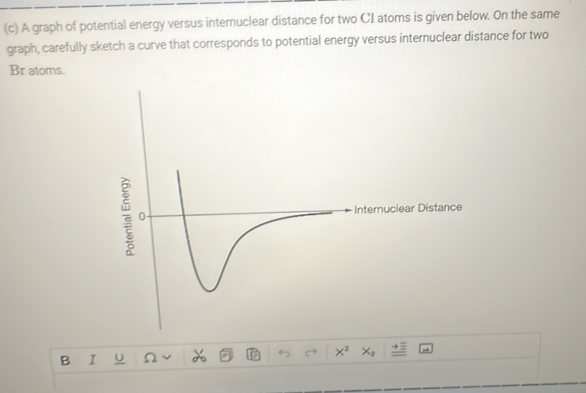Solved: A graph of potential energy versus internuclear distance for ...