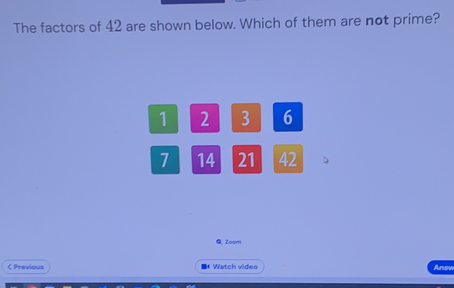 Solved: The factors of 42 are shown below. Which of them are not prime ...