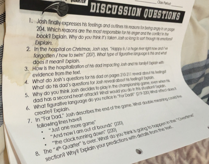 Solved: Quarter _Class Perlod: DISCUSSION QUESTIONS 1. Josh finally ...