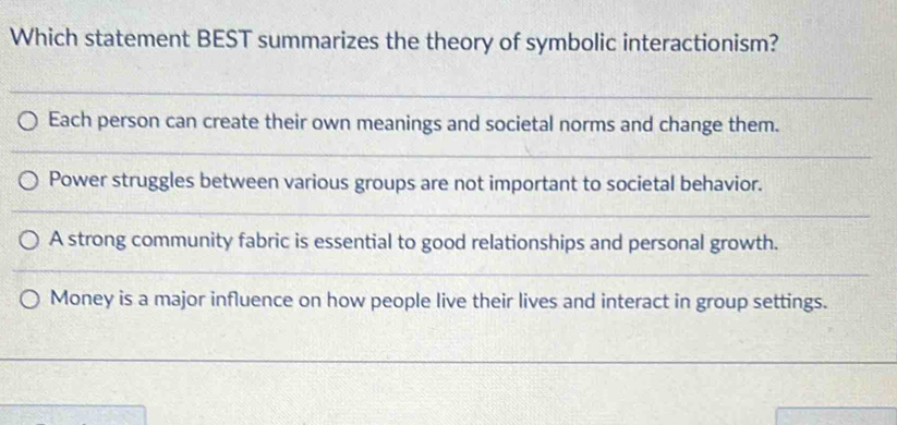 Solved: Which statement BEST summarizes the theory of symbolic ...
