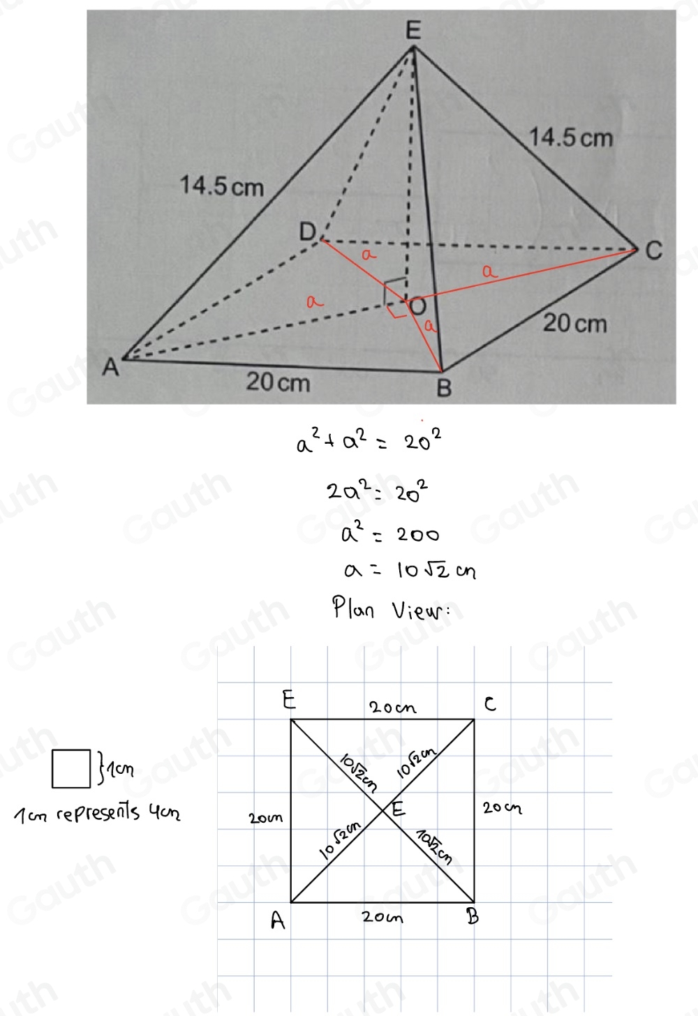 Solved: 16 14 The diagram shows a square-based pyramid ABCDE. O is the centre of the base. The p ...