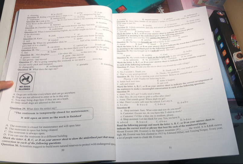 Giải quyết:A. choming B. to chome C. golog D. 40 = C weilling D. hel de ...