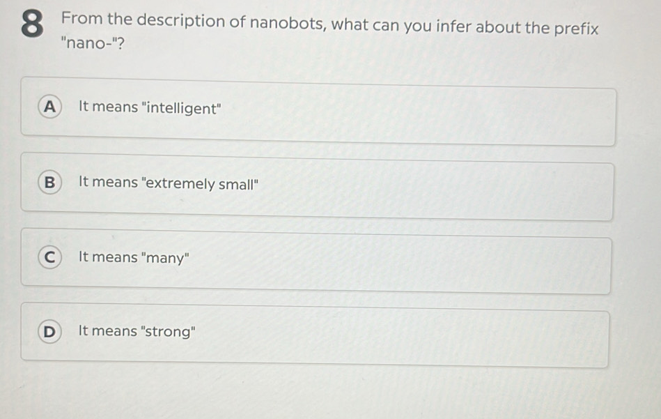 Solved: From the description of nanobots, what can you infer about the ...