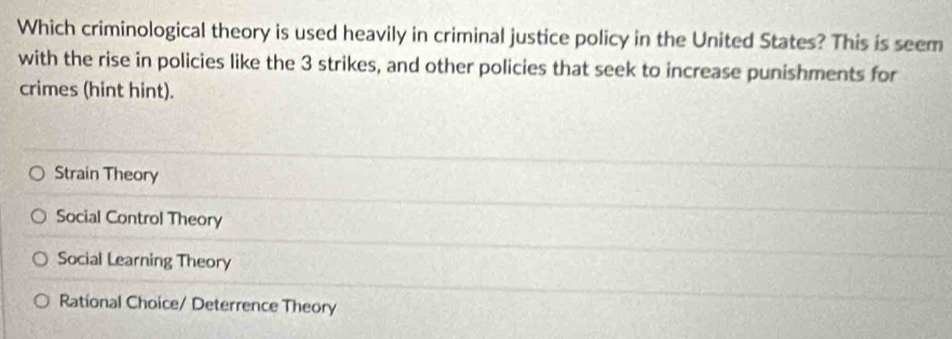 Solved: Which criminological theory is used heavily in criminal justice ...