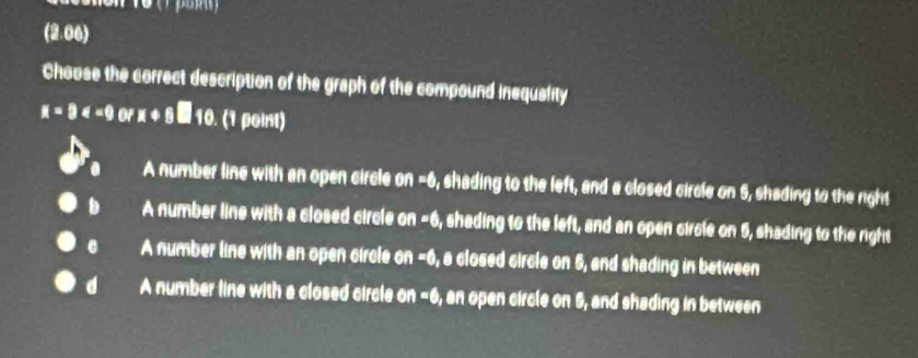 Solved: (2.06) Choose the correct description of the graph of the ...