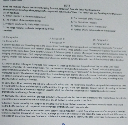 Solved: Read the text and choose the carrect heading for each paragraph ...