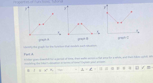 Solved: Properties of Functions: Tutorial graph A graph B graph C ...