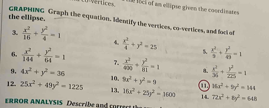 Solved: Co-Vertices. loci of an ellipse given the coordinates the ...