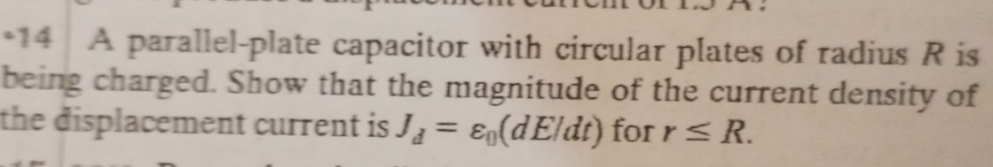 Solved: A parallel-plate capacitor with circular plates of radius R is ...