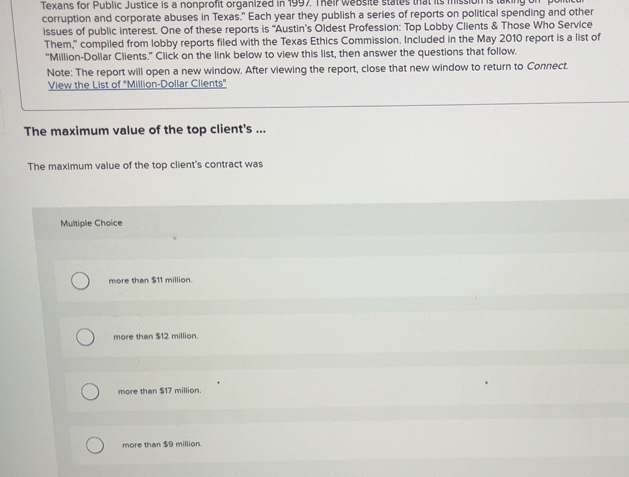 Solved: Texans for Public Justice is a nonprofit organized in 1997 ...