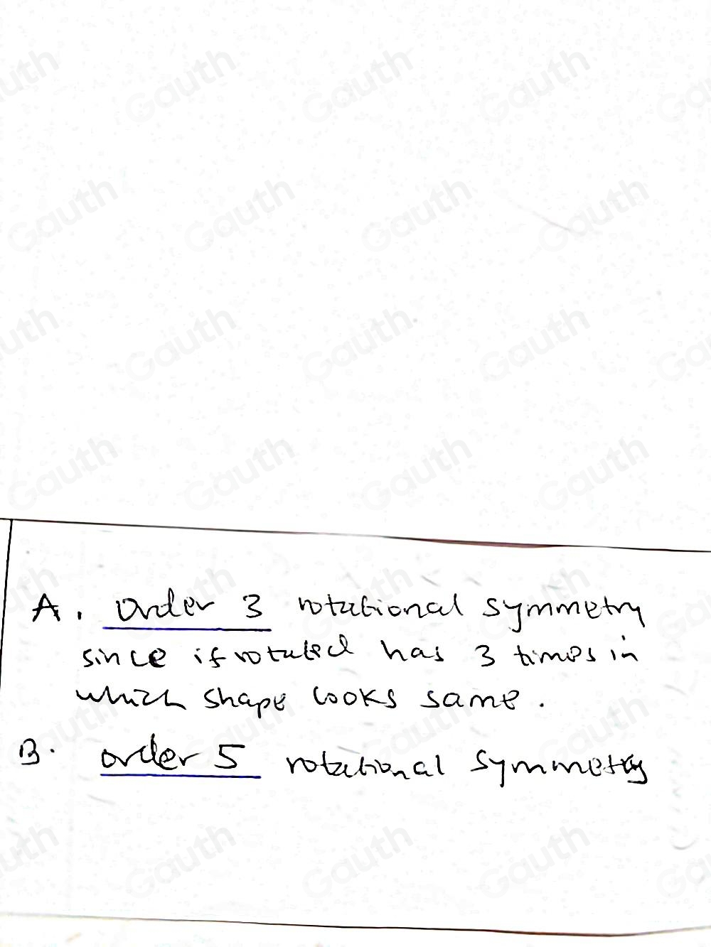 Solved: Work out the order of rotational symmetry of each of these ...