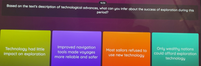 Solved: 15/20 Based on the text's description of technological advances ...