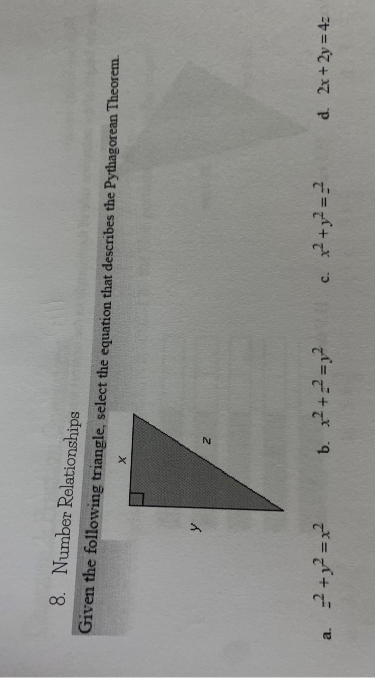 Solved: Number Relationships Given the following triangle, select the ...