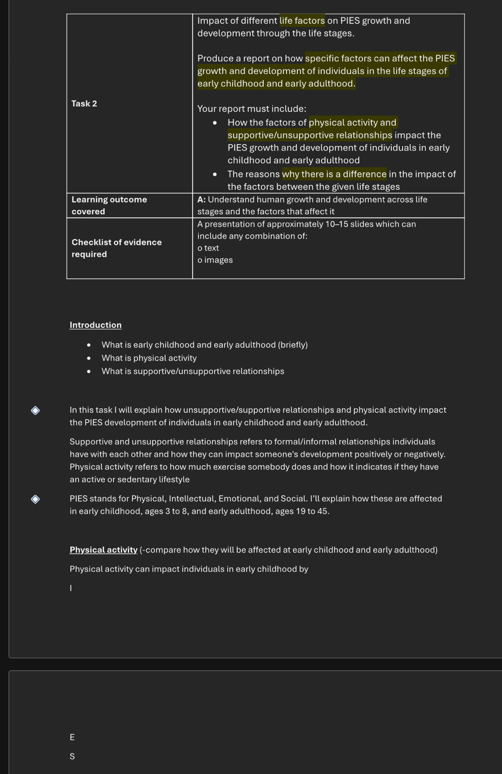Solved: Impact of different life factors on PIES growth and development ...