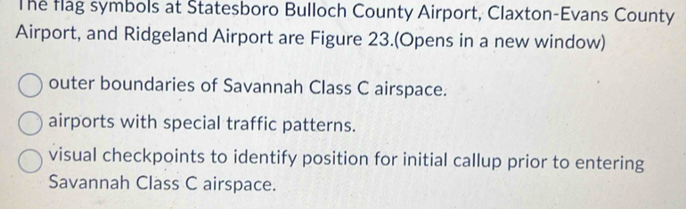 Solved: The flag symbols at Statesboro Bulloch County Airport, Claxton ...