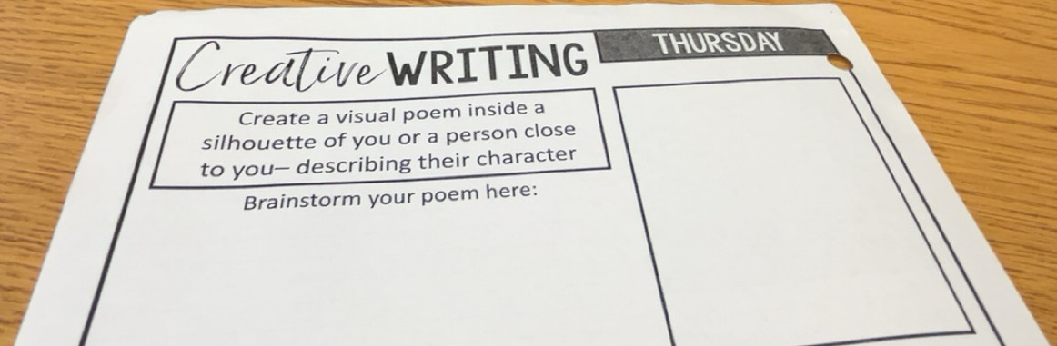 Solved: ive WRITING THURSDAY Create a visual poem inside a silhouette ...