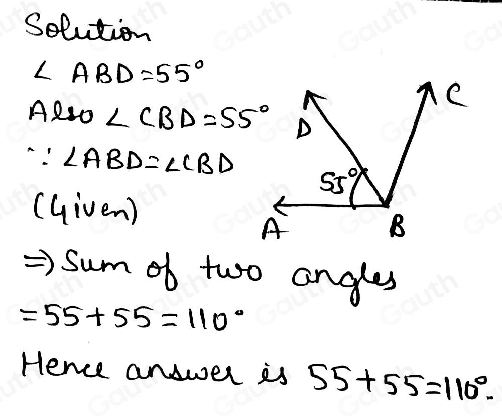 Solved: Jeri measures one of two equal angles in the figure below. Write an addition equation to ...