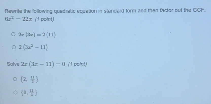 Solved: Rewrite the following quadratic equation in standard form and ...