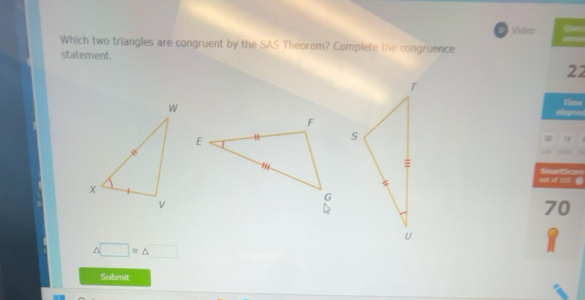 Solved: Vides Which two triangles are congruent by the SAS Theorem ...