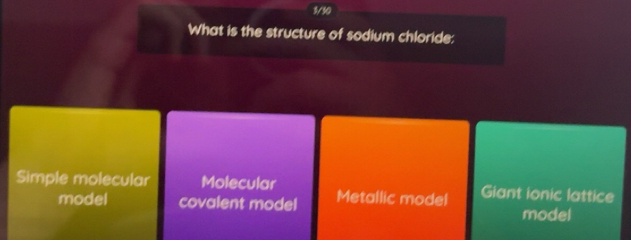 Solved: 3/30 What is the structure of sodium chloride: Simple molecular ...