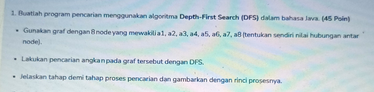 Telah dijawab:Buatlah program pencarian menggunakan algoritma Depth ...