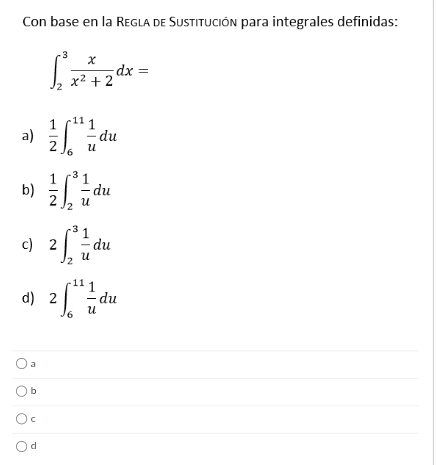 Resuelto:Con base en la Regla de Sustitución para integrales definidas ...