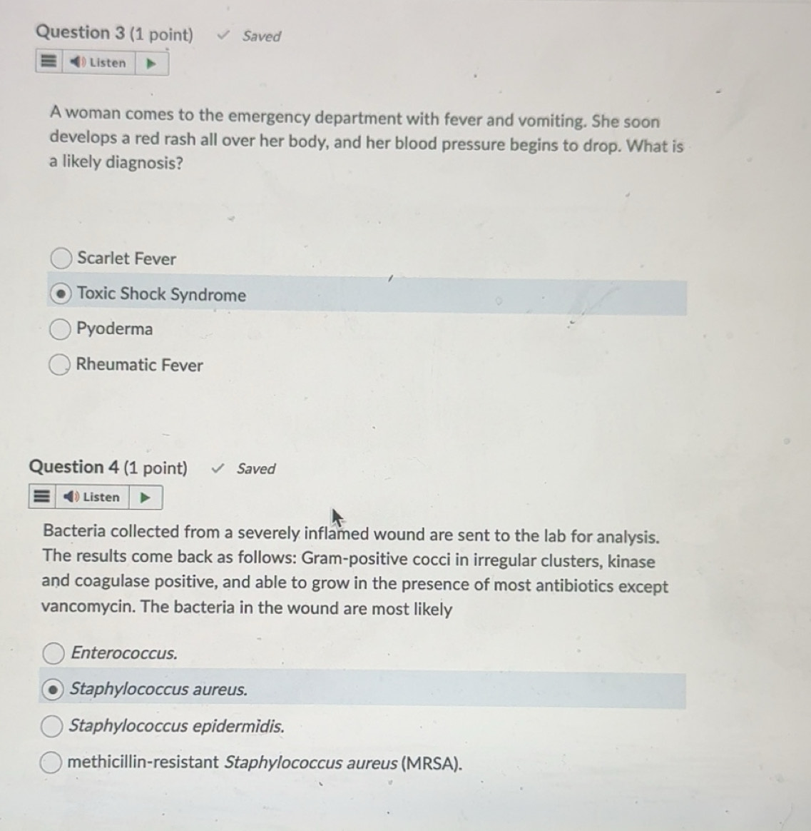 Solved: Saved § Listen A woman comes to the emergency department with ...