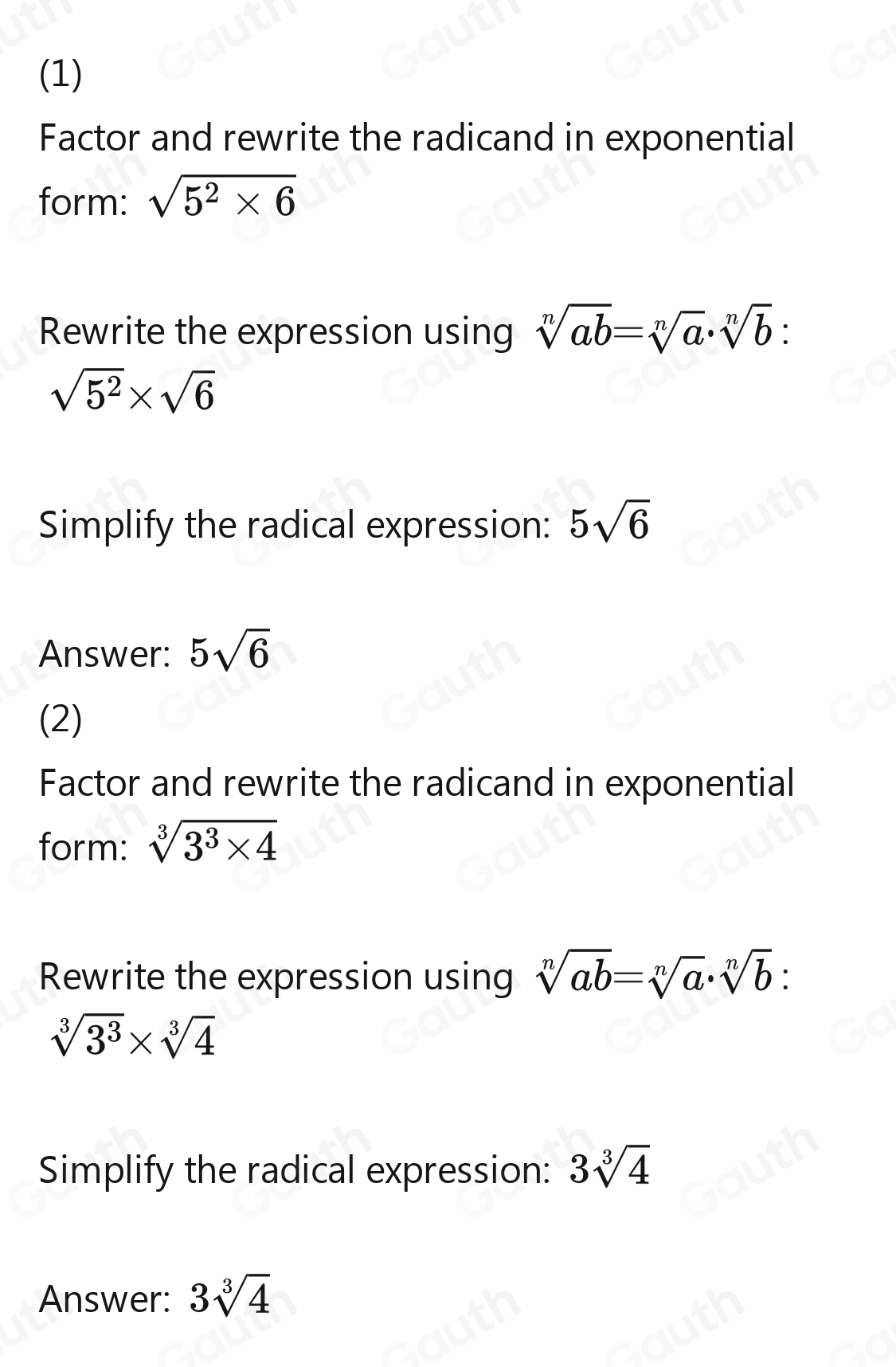 Solved: Express each radical as a mixed radical in simplest form. ( a ...