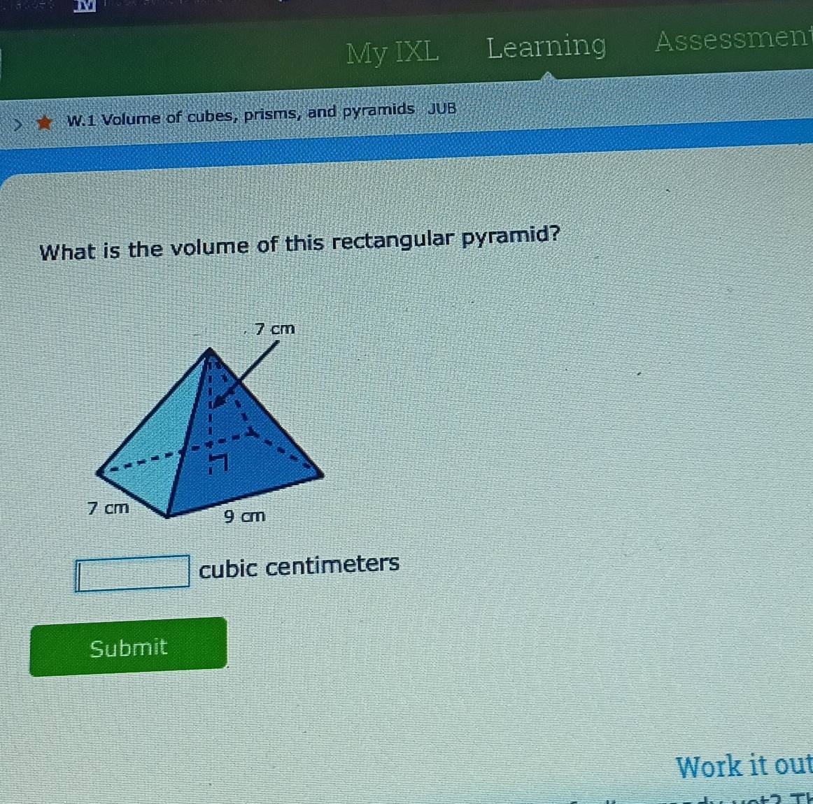 Solved: My IXL Learning Assessmen W.1 Volume of cubes, prisms, and ...