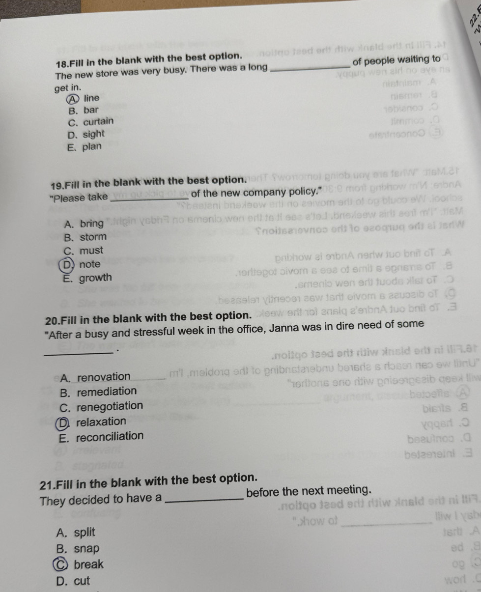 Solved: Fill in the blank with the best option. The new store was very ...