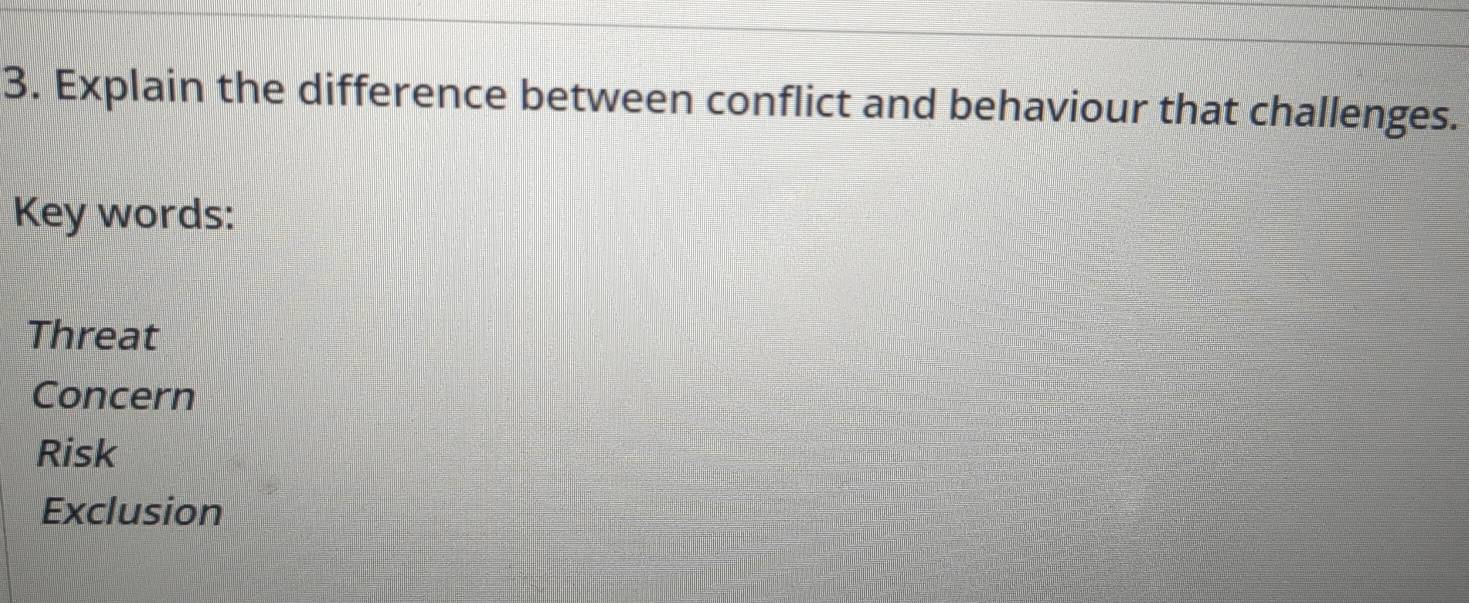 Solved: Explain the difference between conflict and behaviour that ...