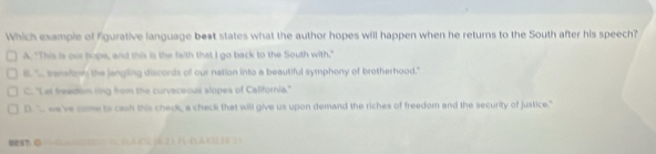 Solved: Which example of figurative language best states what the ...