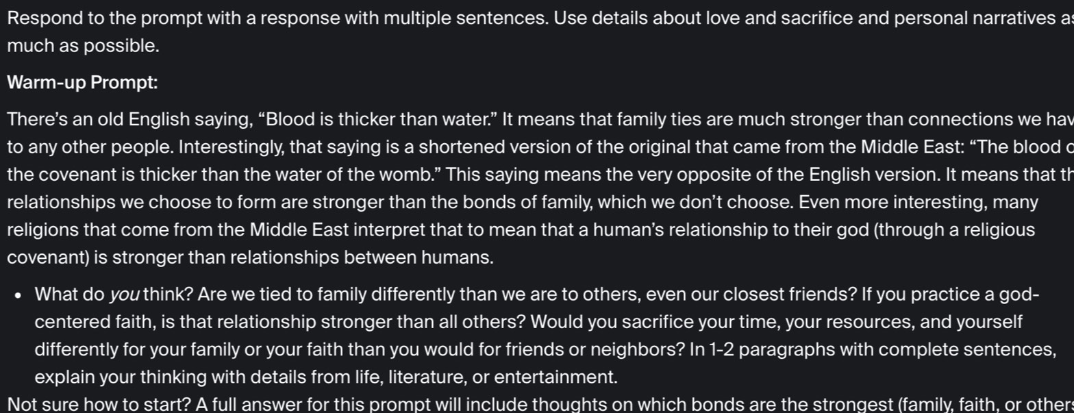 Solved: Respond to the prompt with a response with multiple sentences ...