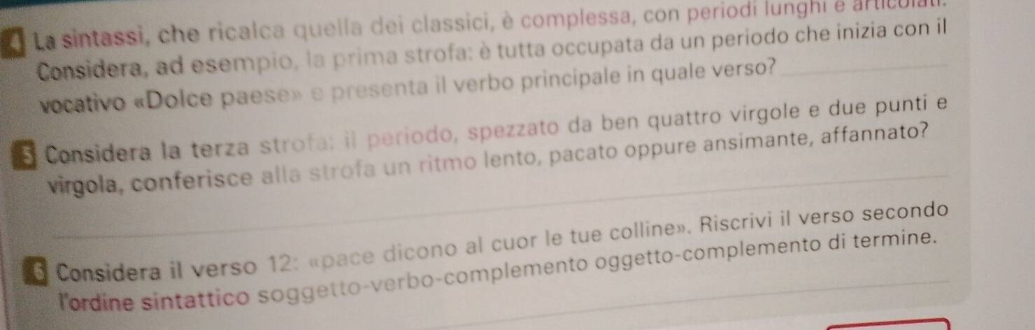 Risolto:La sintassi, che ricalca quella dei classici, è complessa, con ...