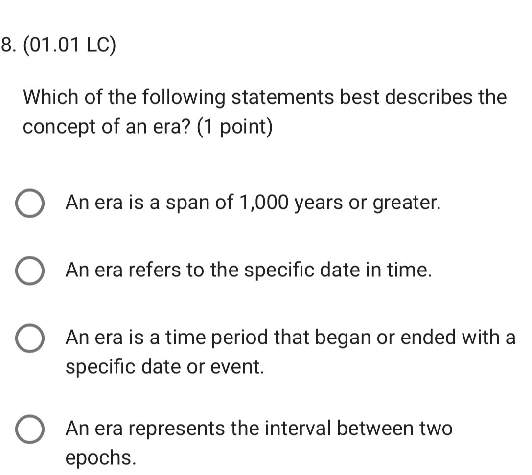 Solved: (01.01 LC) Which of the following statements best describes the ...