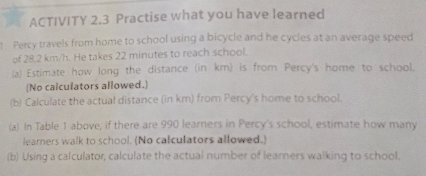 Gelöst:ACTIVITY 2.3 Practise what you have learned ↑ Percy travels from ...