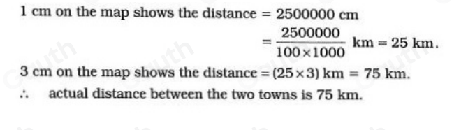 Solved: The scale of a map is 1:2500000. What is the actual distance ...