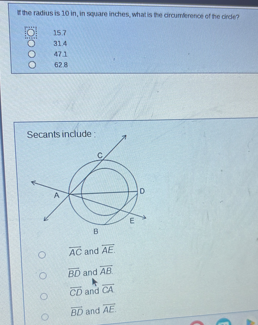 Solved: If the radius is 10 in, in square inches, what is the ...