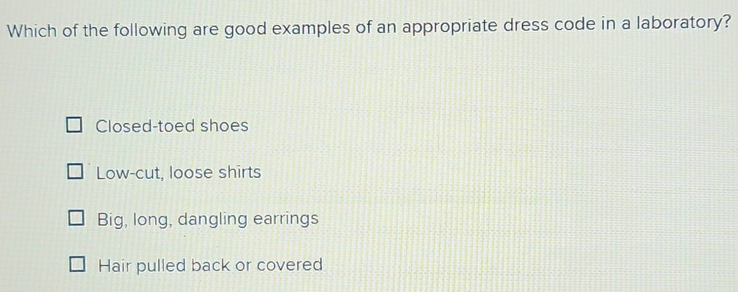 Solved: Which of the following are good examples of an appropriate ...