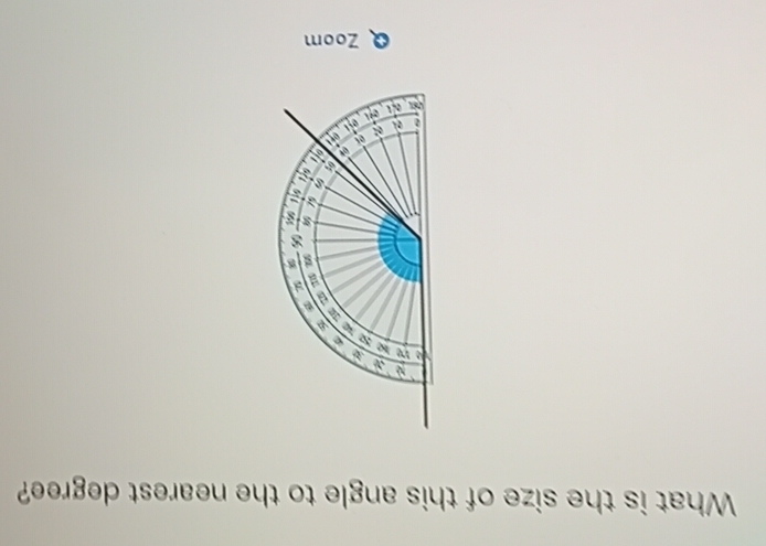 Solved: What is the size of this angle to the nearest degree? a re ho 8 ...