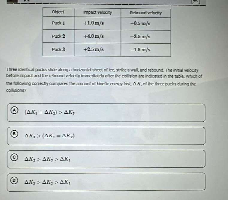 Solved: Three identical pucks slide along a horizontal sheet of ice ...