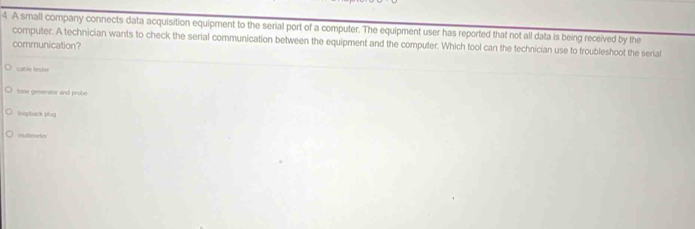 Solved: A small company connects data acquisition equipment to the ...
