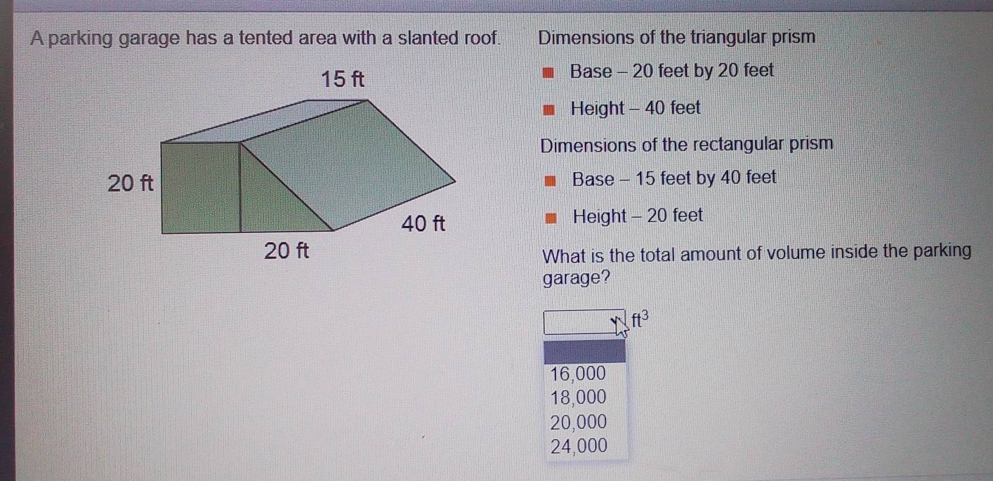 Solved: A parking garage has a tented area with a slanted roof ...
