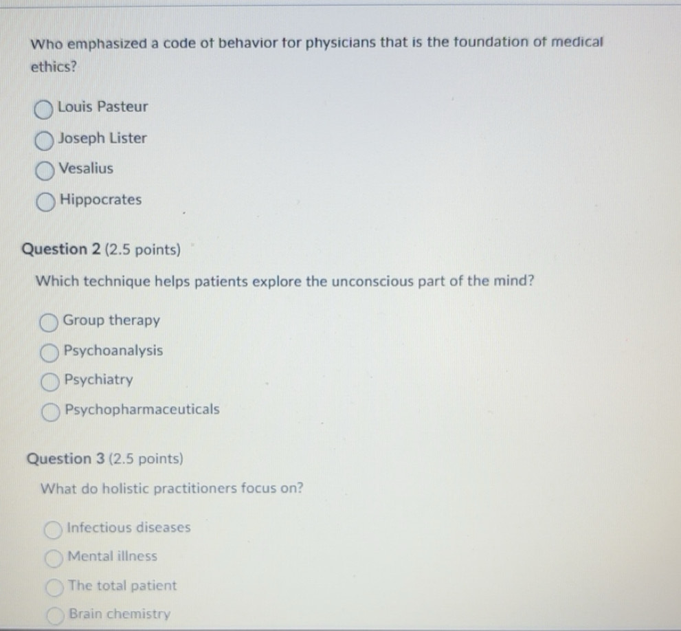 Solved: Who emphasized a code of behavior for physicians that is the ...