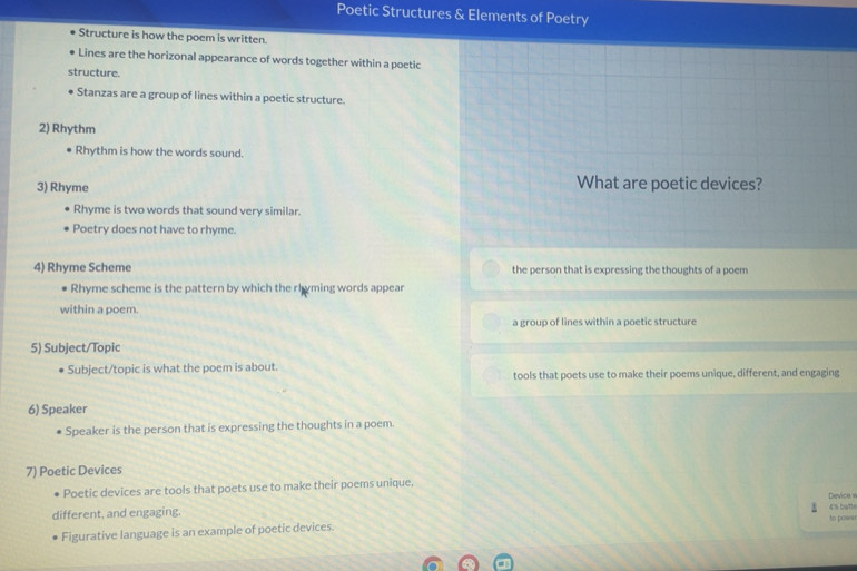 Solved: Poetic Structures & Elements of Poetry Structure is how the ...