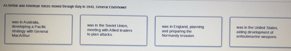 Solved: As British and American forces moved through italy in 1943 ...