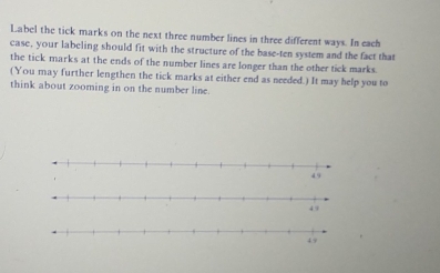 Solved: Label the tick marks on the next three number lines in three ...